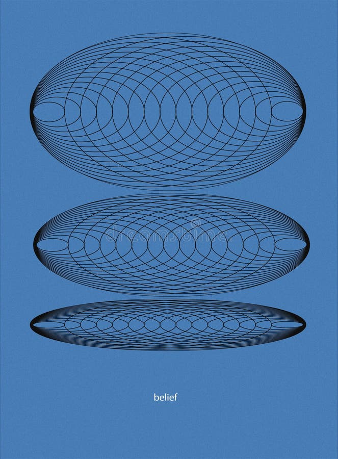 Three Overlapping Ellipsoidal Geometric Shapes with Intersecting Lines ...