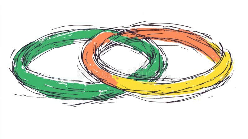 Three Overlapping Rings in Green, Orange, and Yellow, Symbolizing ...