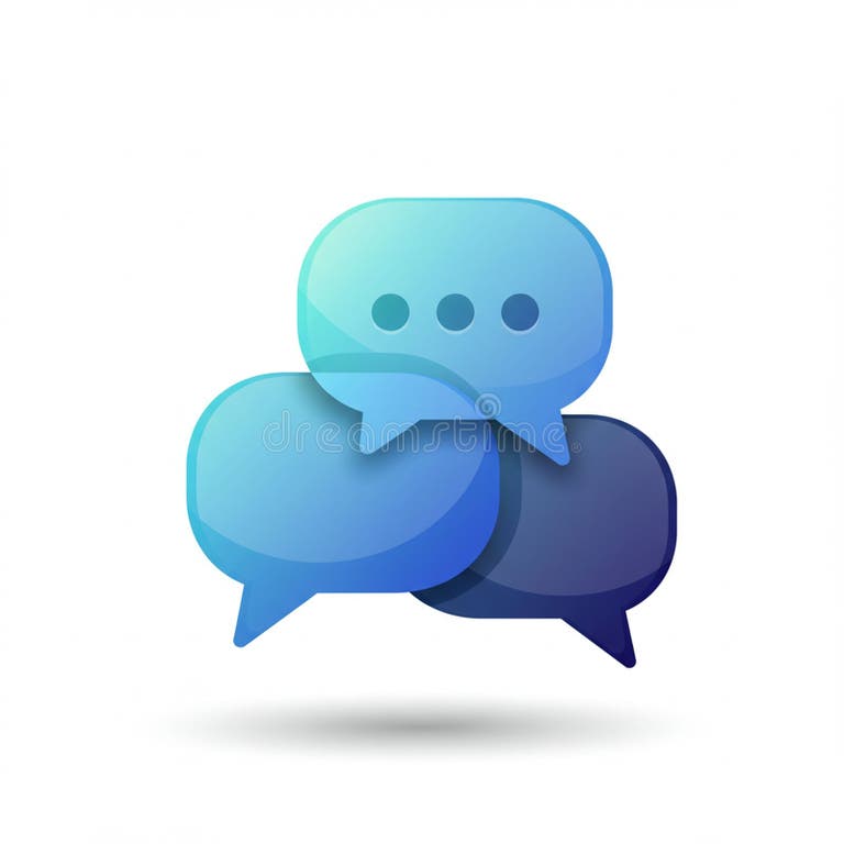 Three Overlapping Speech Bubbles in Shades of Blue and Teal Create a Layered Effect. Stock ...