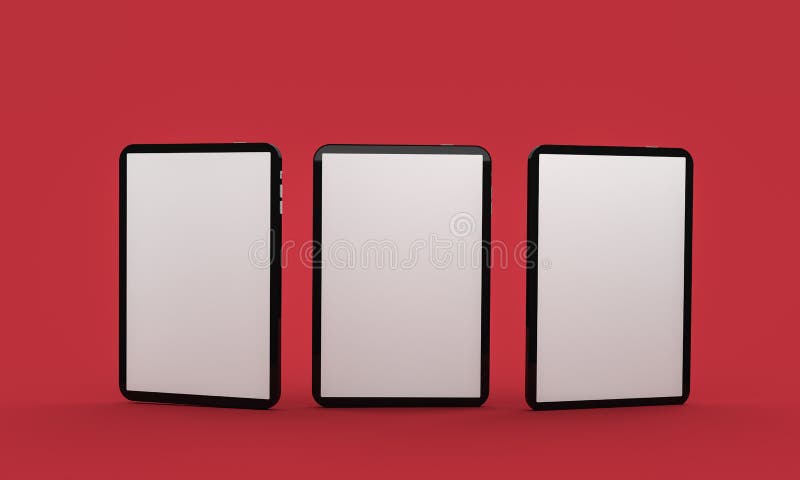 Three Pad Devices 3d Rendering Mockup. 3d Illustration Stock ...