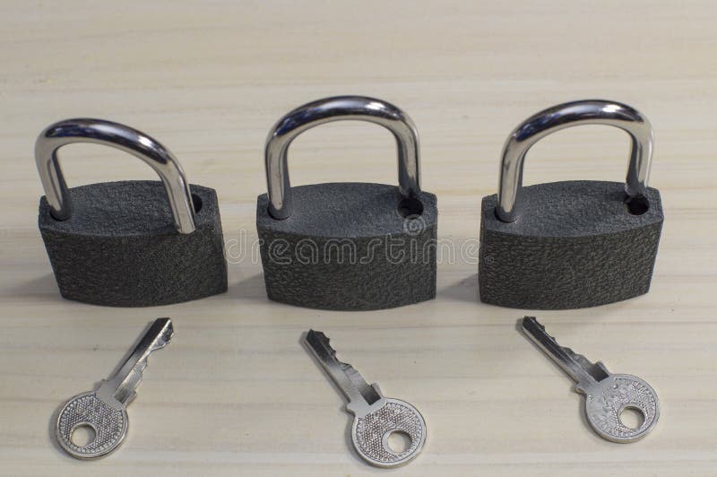 Three padlocks stock photo. Image of security, open, lock - 89772670