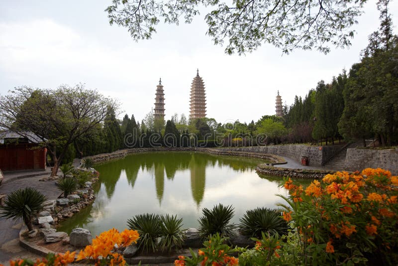 The Three-Pagoda s stock photo. Image of tower, ponds - 20363210