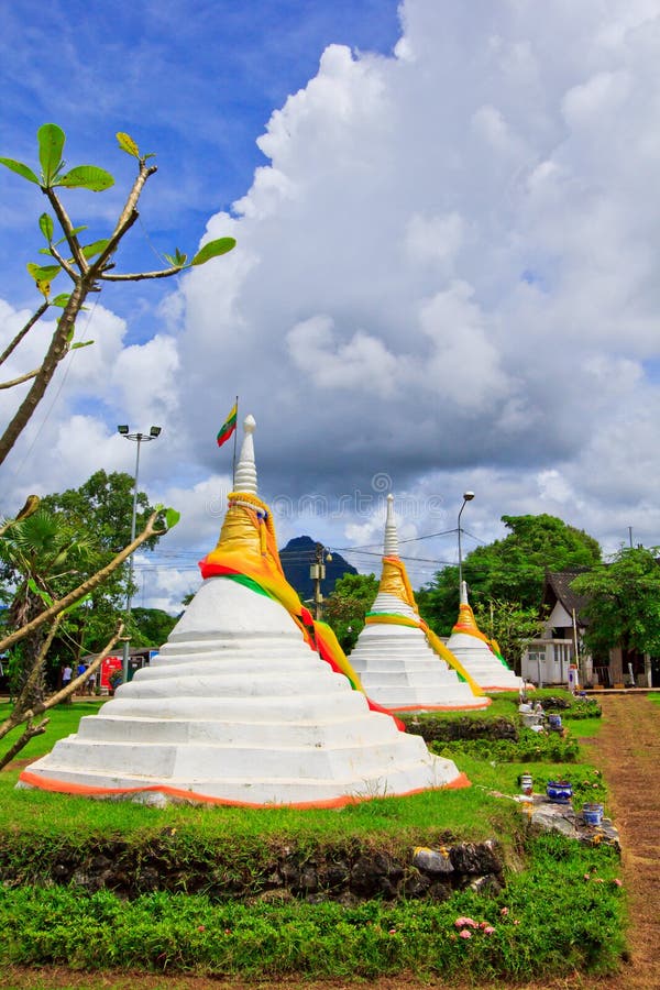 Three Pagodas at Three Pagodas Pass, Thailand Stock Photo - Image of ...