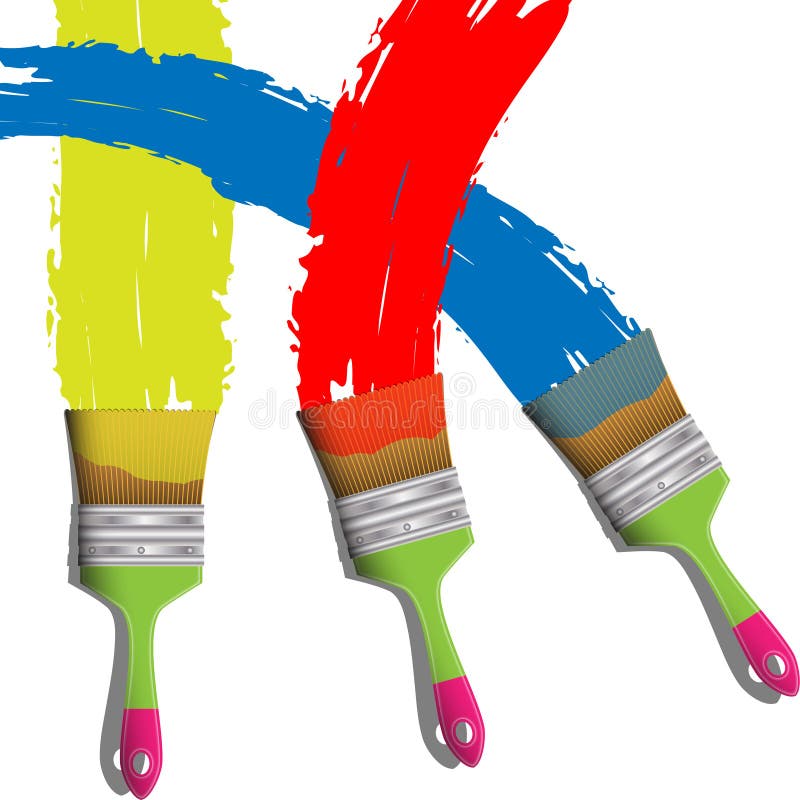 Three paint brushes stock vector. Illustration of design - 19630418