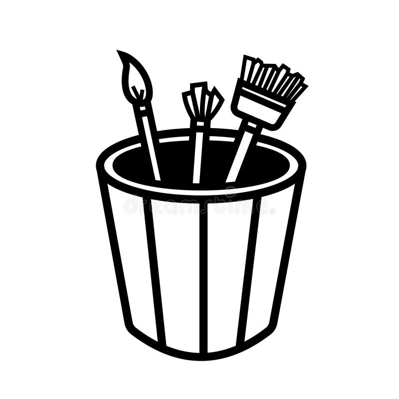 Three Paint Brushes in Cup Vector Icon Stock Vector - Illustration of ...