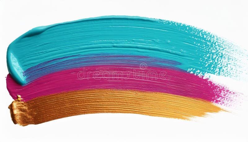 Three Paint Strokes in Turquoise, Pink and Gold Creating an Abstract ...