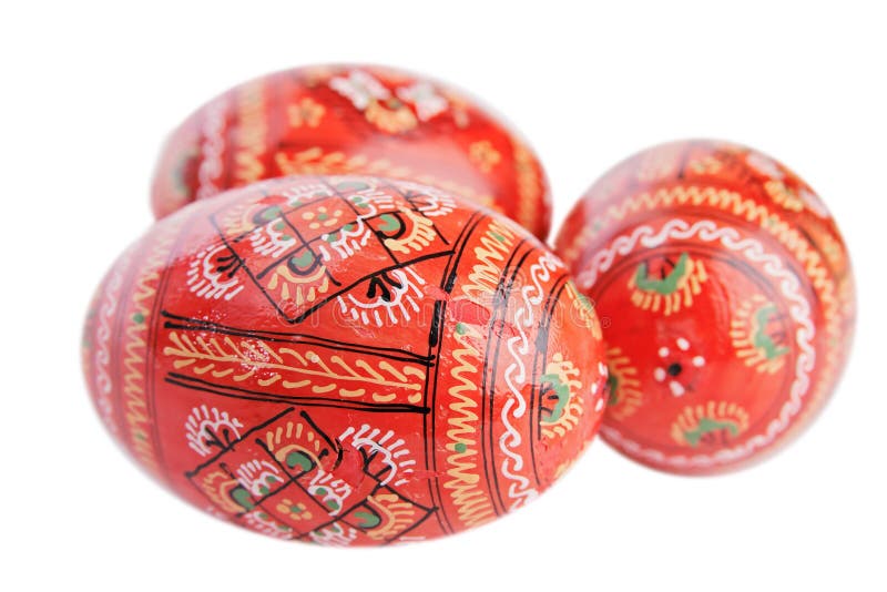 Three painted easter eggs. stock photo. Image of oval - 2112154