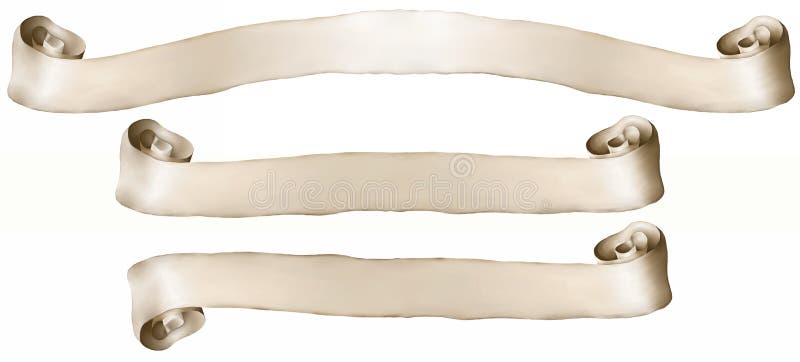 Three Painterly Style Scrolls Stock Illustration - Illustration of ...