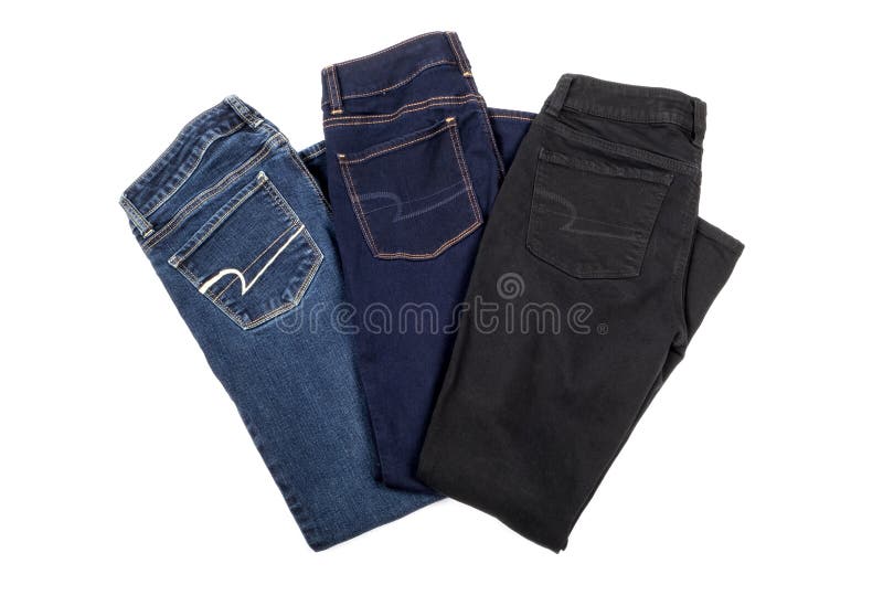 Three Pair of Jeans stock image. Image of clothing, white - 45964091