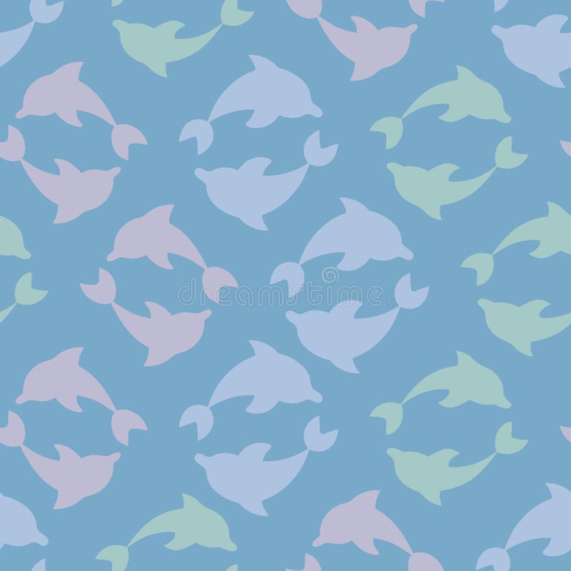 Three Pairs of Dolphins.Repeating Pattern of Marine Mammals Spinning in ...