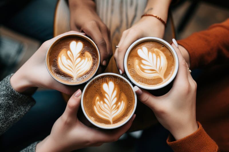 Three Pairs of Hands Holding Coffees Stock Photo - Image of generation ...