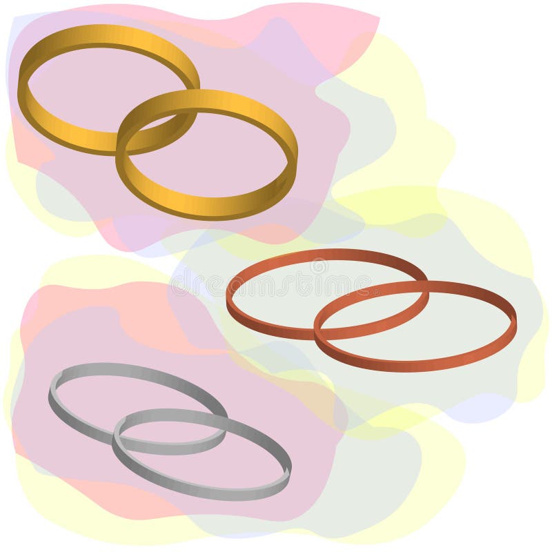 Three Pairs of Metal Rings on a Transparent Background Stock Vector ...