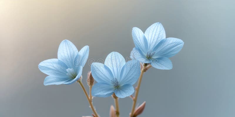 Three Pale Blue Flowers in Bloom Close Up Stock Image - Image of ...