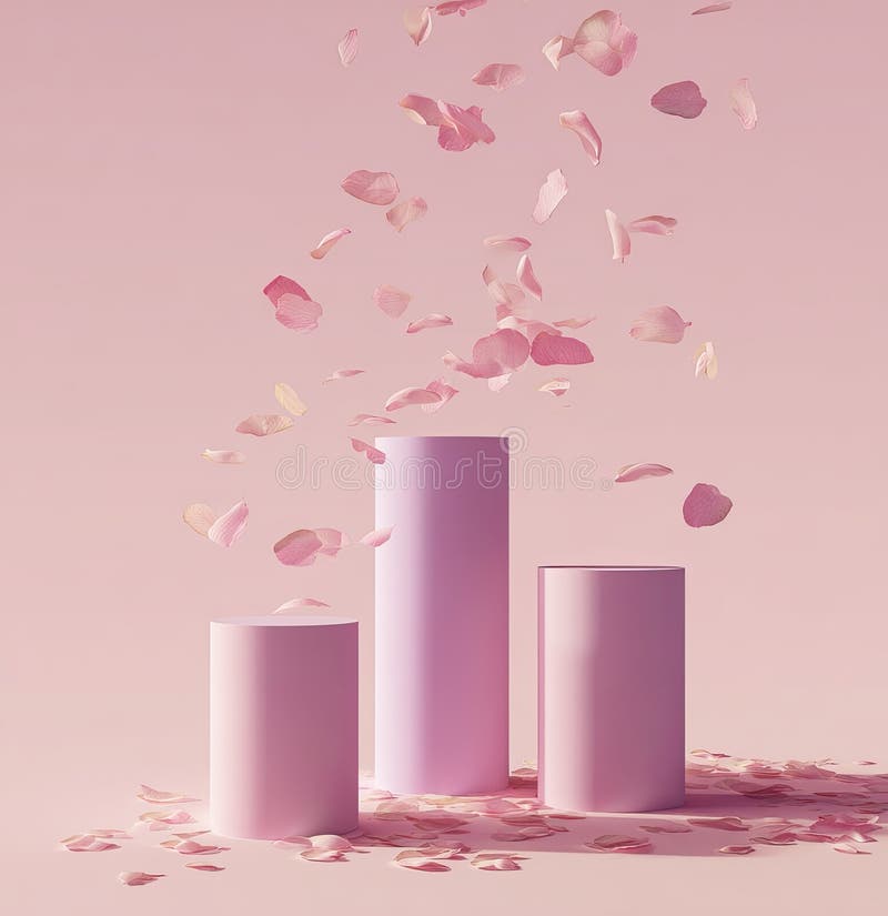 Pink Cylinders & Falling Petals Stock Illustration - Illustration of ...