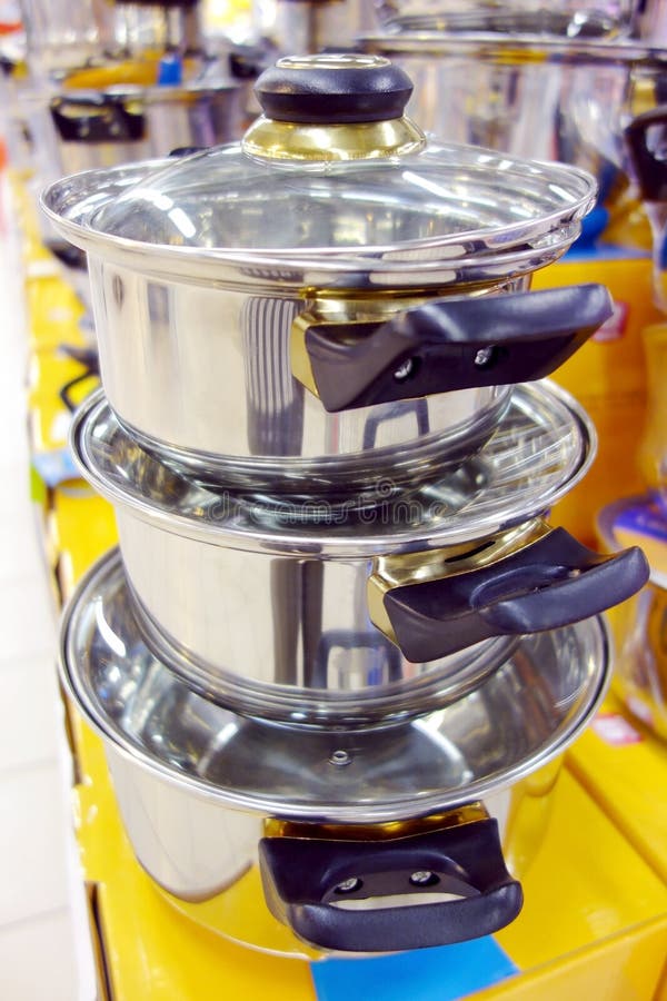 Three pan with glass lid stock image. Image of coating - 32573801