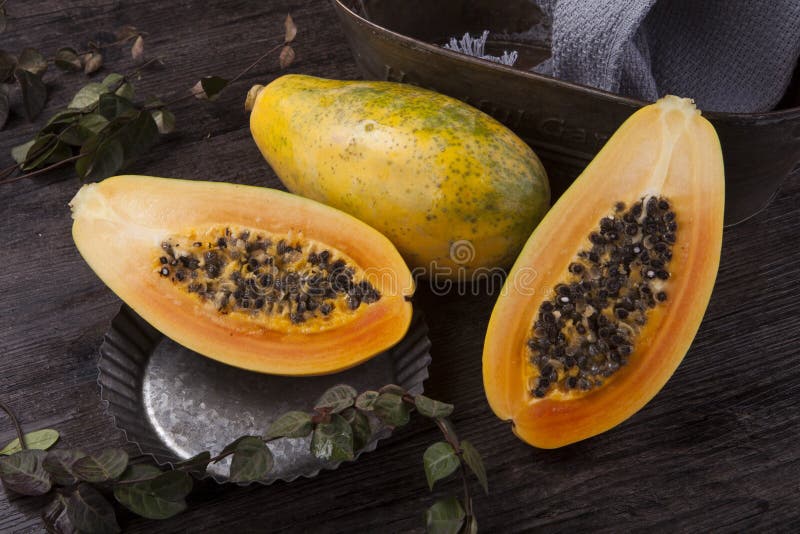 Three papayas stock photo. Image of fixed, three, bright - 146093736