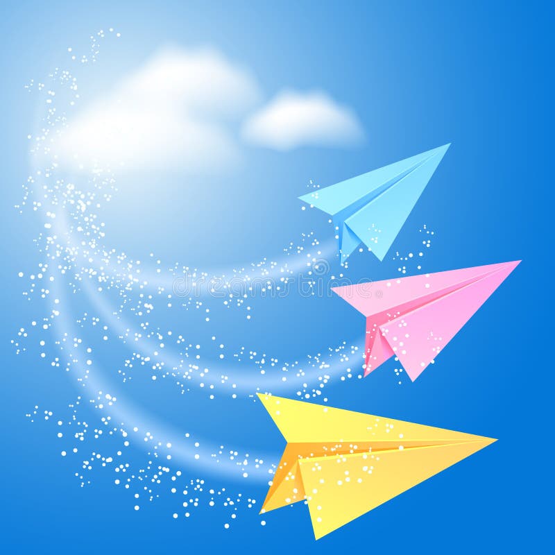 Three paper airplane stock vector. Illustration of colorful - 54085403