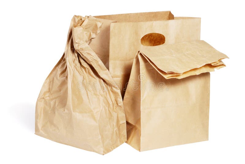 Three Paper Bags stock image. Image of cutout, blank - 185188869