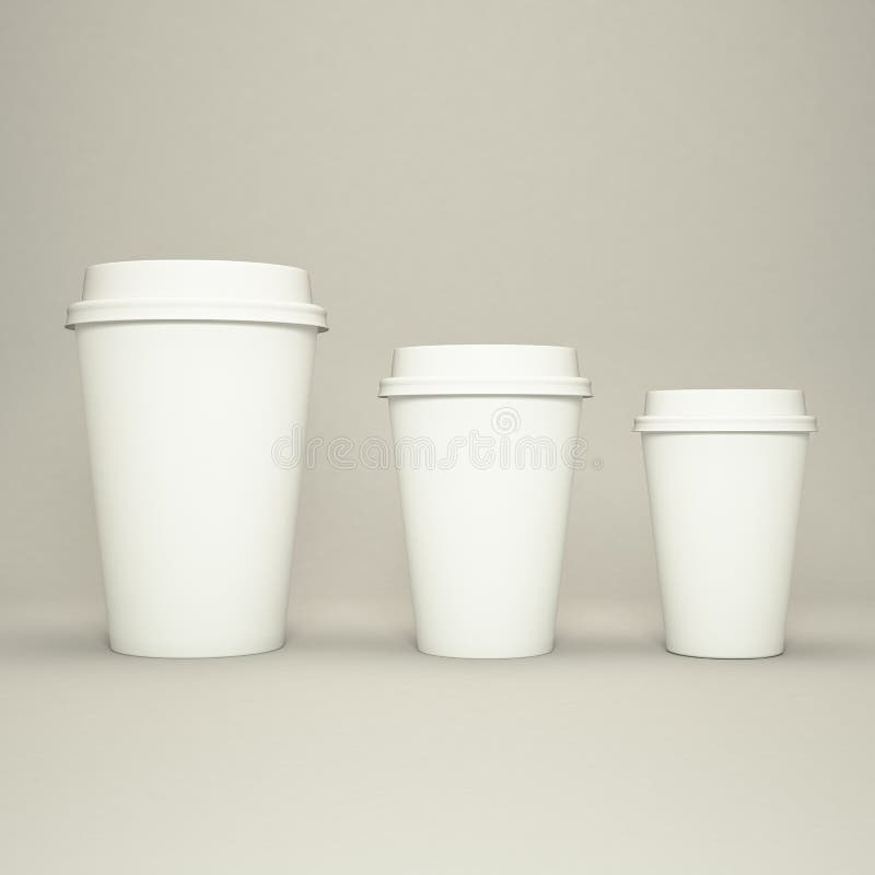 Three paper coffee cups stock illustration. Illustration of blank ...
