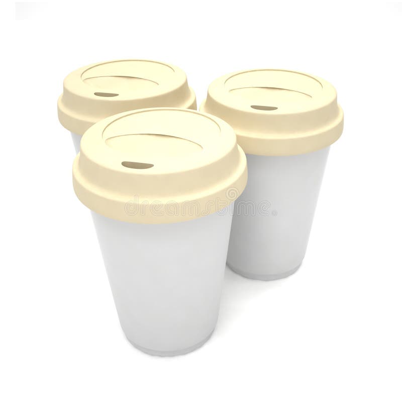 Three paper coffee cups stock image. Image of plastic - 63205783