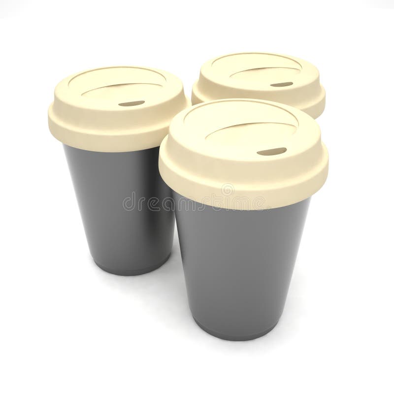 Three paper coffee cups stock photo. Image of cups, disposable - 63206310