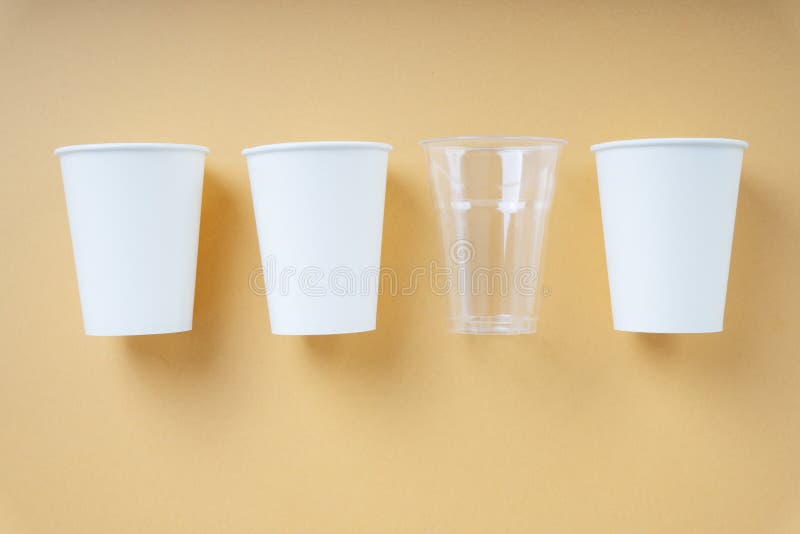 Three Paper Cup and One Transparent Cup. Mock Up Stock Image - Image of ...