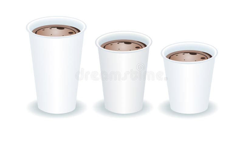 Three Paper Cups with Cocoa Stock Illustration - Illustration of ...