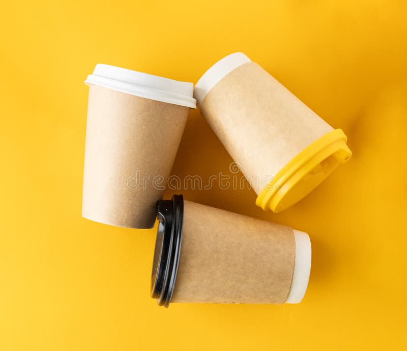 Three Paper Cups of Coffee, Laid Out in a Triangle, Recycled Stock ...