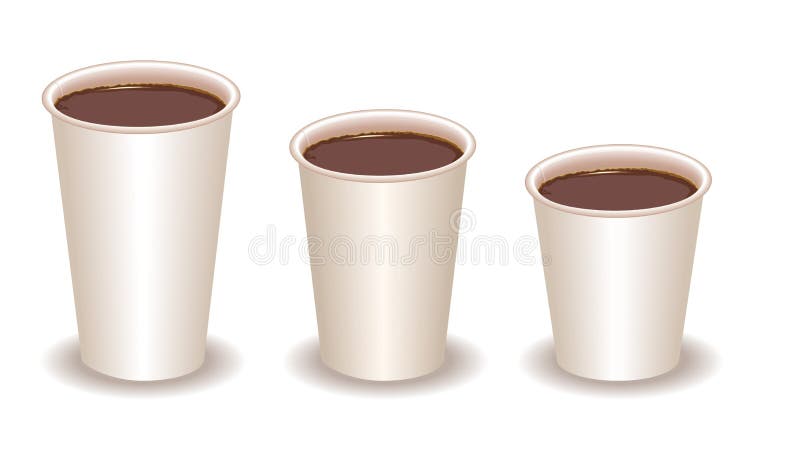 Three Paper Cups Filled with Cocoa Stock Illustration - Illustration of ...