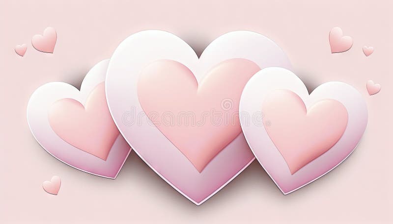 Three Paper Hearts on a Pink Background with Hearts Around Them Stock ...