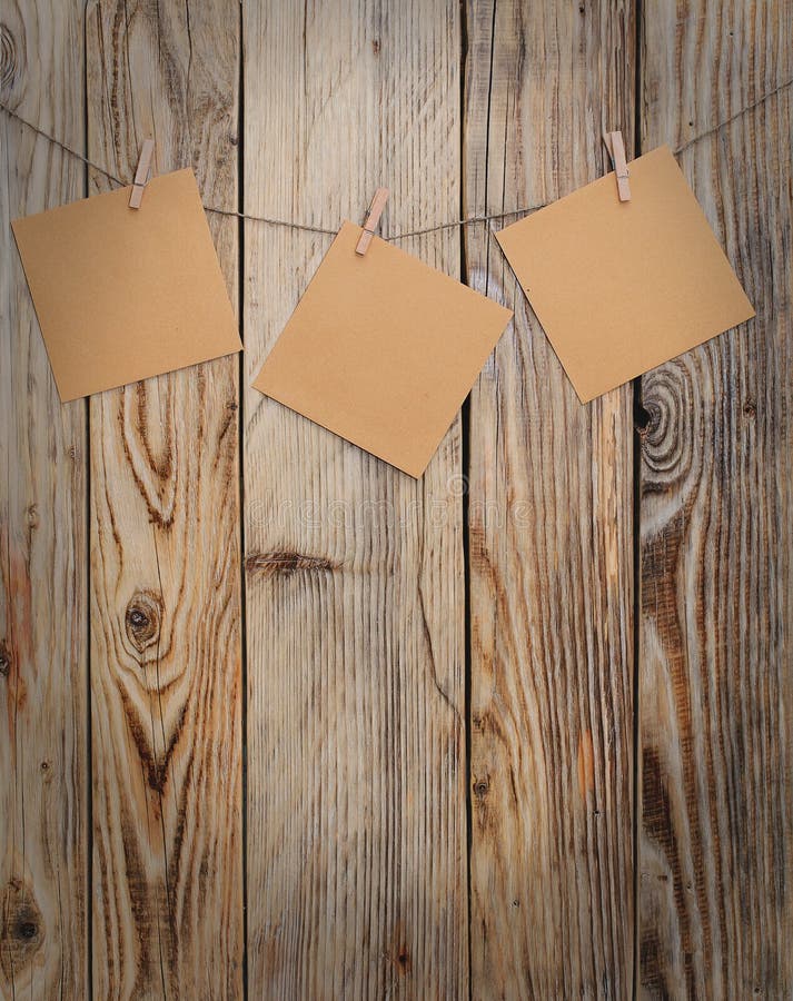 Three Paper Note on Clothespin Stock Image - Image of board, natural ...