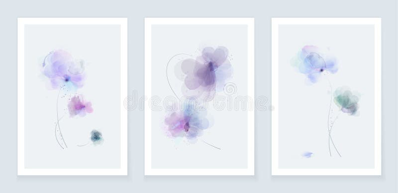 Three Paper Posters with Abstract Watercolor Flowers Stock Vector ...