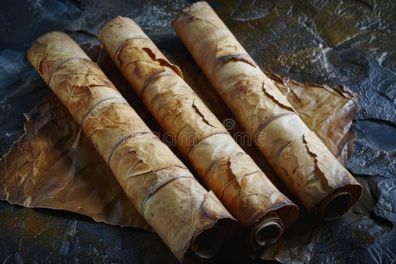 Three Paper Rolls Sit on Top of a Sheet of Paper Stock Image - Image of ...