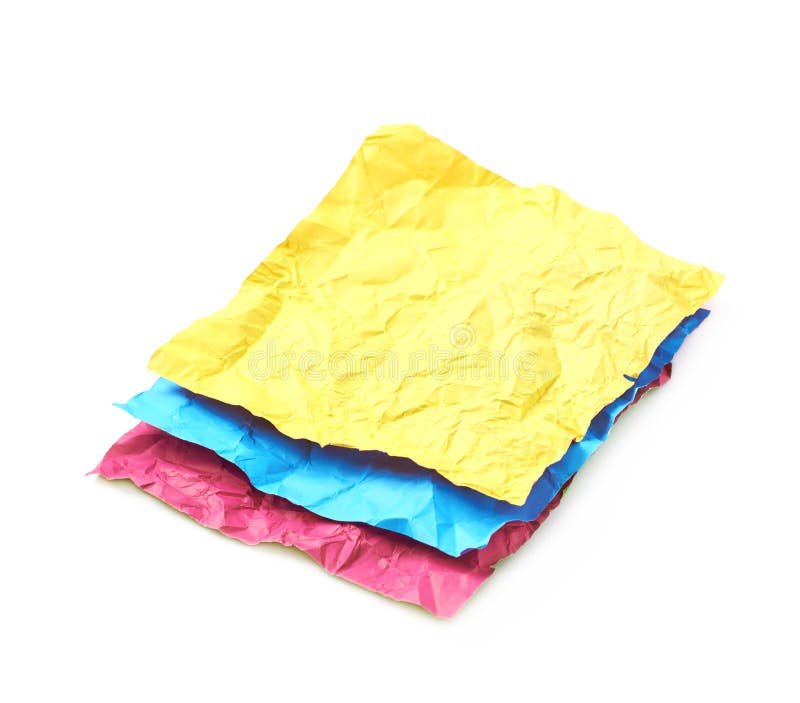 Three Paper Sheets Isolated Stock Photo - Image of color, colorful ...