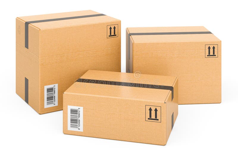 Three Parcels. Shipping and Logistics Concept, 3D Rendering Stock ...
