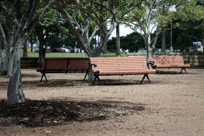 Three Park Bench Seats In Outdoors Park Picture. Image: 17228749