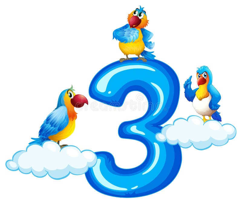 Three Parrot on Number Three Stock Vector - Illustration of isolated ...