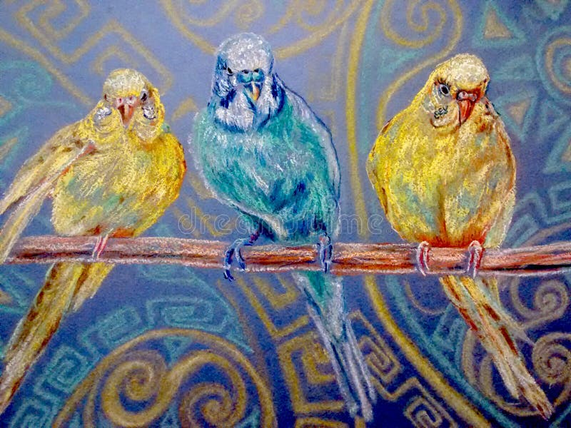 The Three parrots stock illustration. Illustration of gouache - 115436775
