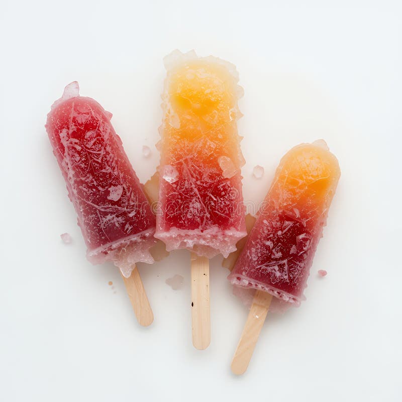 Melting Red and Orange Popsicles on White Background Stock Illustration ...