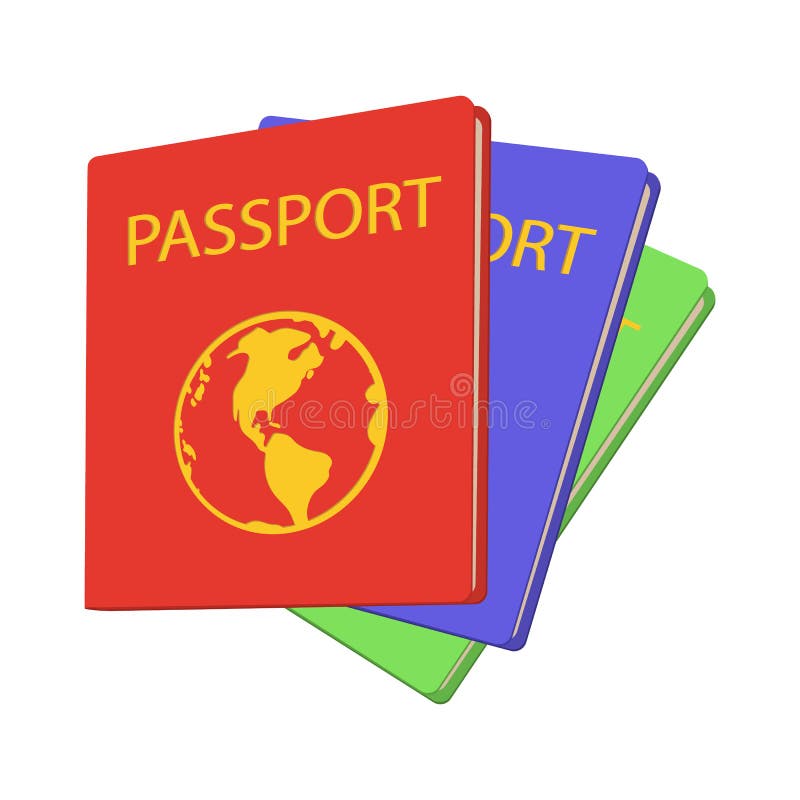 Three Passports Cartoon Icon Stock Vector - Illustration of identity ...