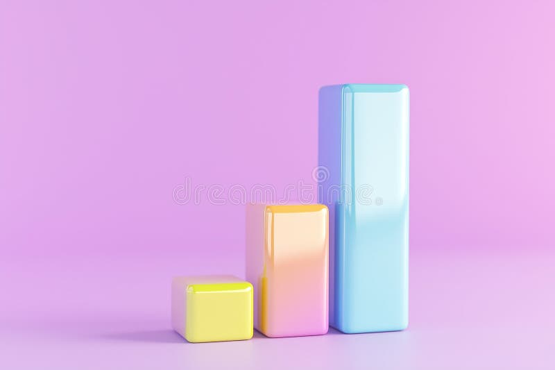 Three Pastel-Colored Rectangular Blocks on Purple Background Stock ...