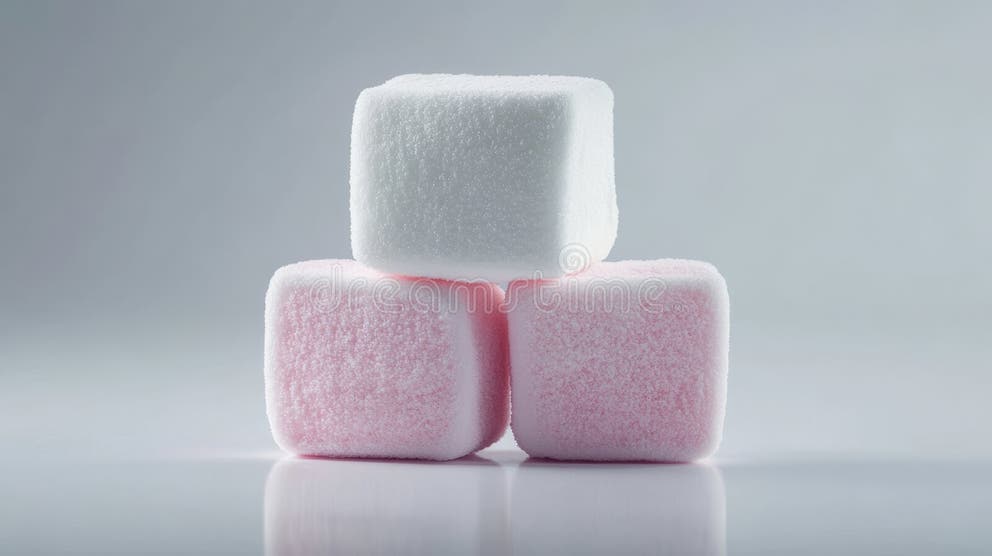Three Pastel Marshmallows are Stacked on a White Background Stock Photo ...