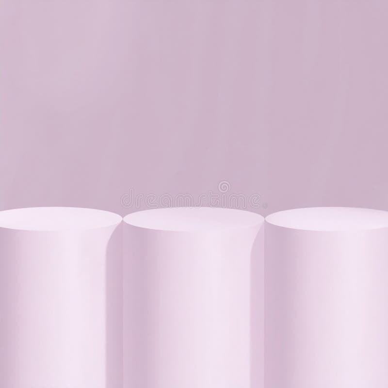 Three Pastel Pink Cylinders on Purple Background Stock Illustration ...
