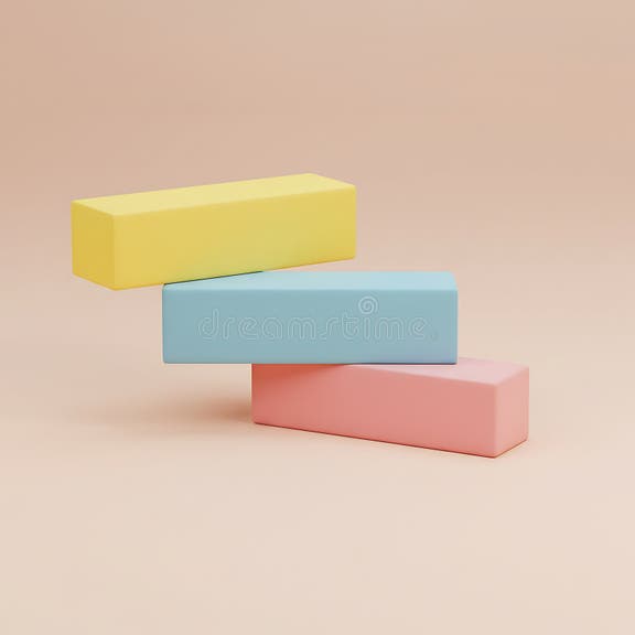 Three Pastel Rectangular Blocks are Stacked in a Balanced Formation ...