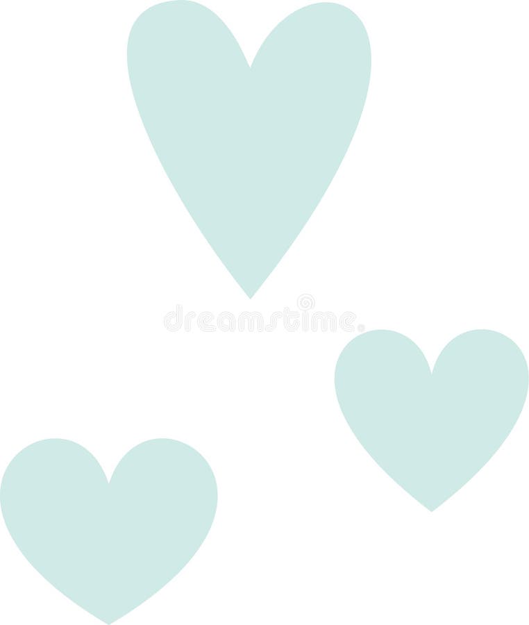 Three Pastel Teal Hearts are Floating on a White Background, Creating a ...