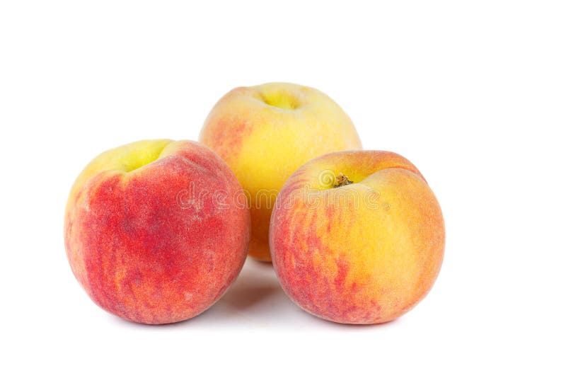 Three Peach Fruits Isolated on White Stock Photo - Image of isolated ...