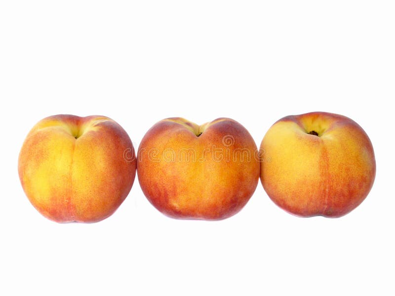 Three peaches in a row stock photo. Image of natural - 13457556