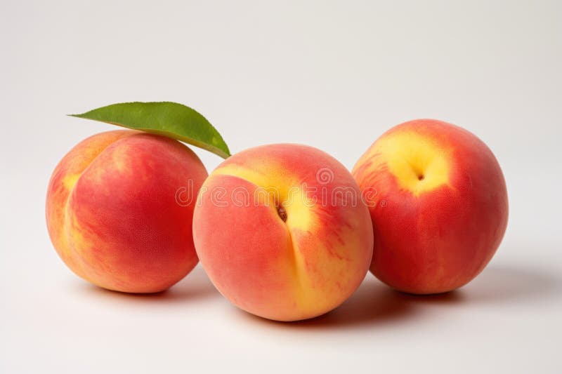 Three Peaches with a Leaf on a White Surface, Art Project in Primary ...
