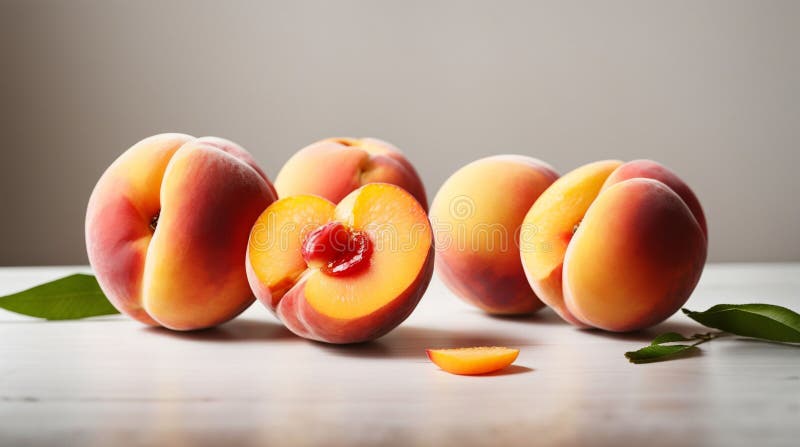 Cut peaches . stock illustration. Illustration of white - 296621580