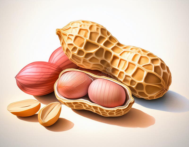 Three Peanuts Isolated on White Stock Image - Image of pile, tasty ...